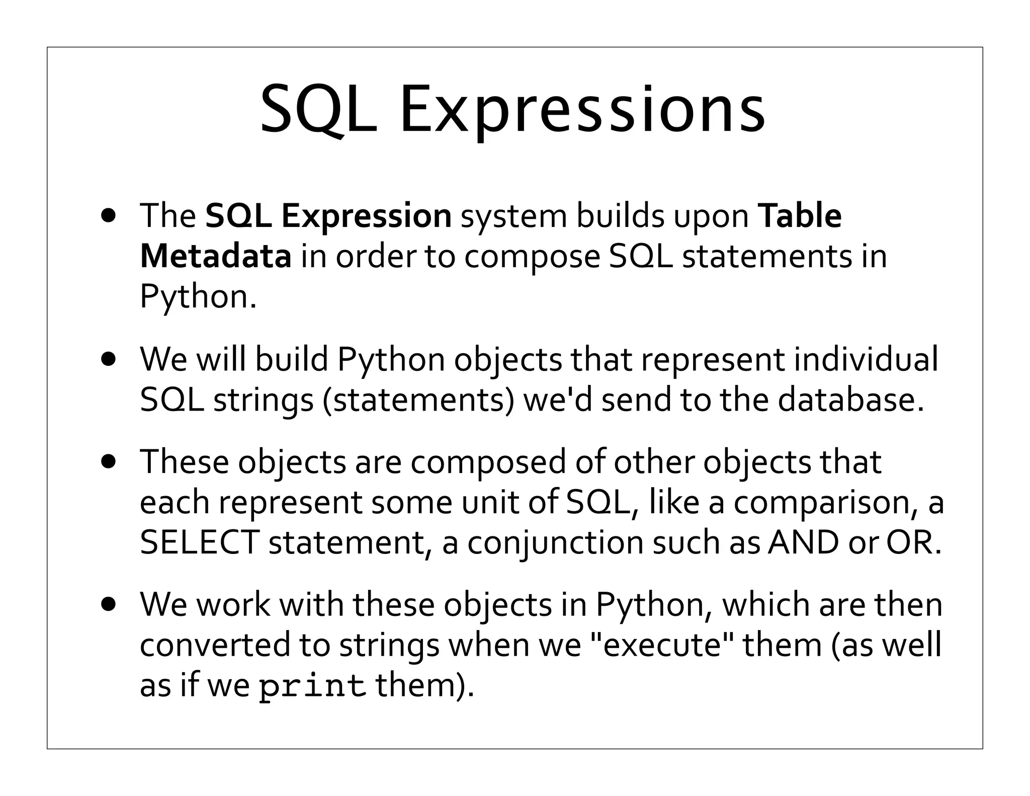 Michael Bayer Introduction to SQLAlchemy @ Postgres Open | PPT