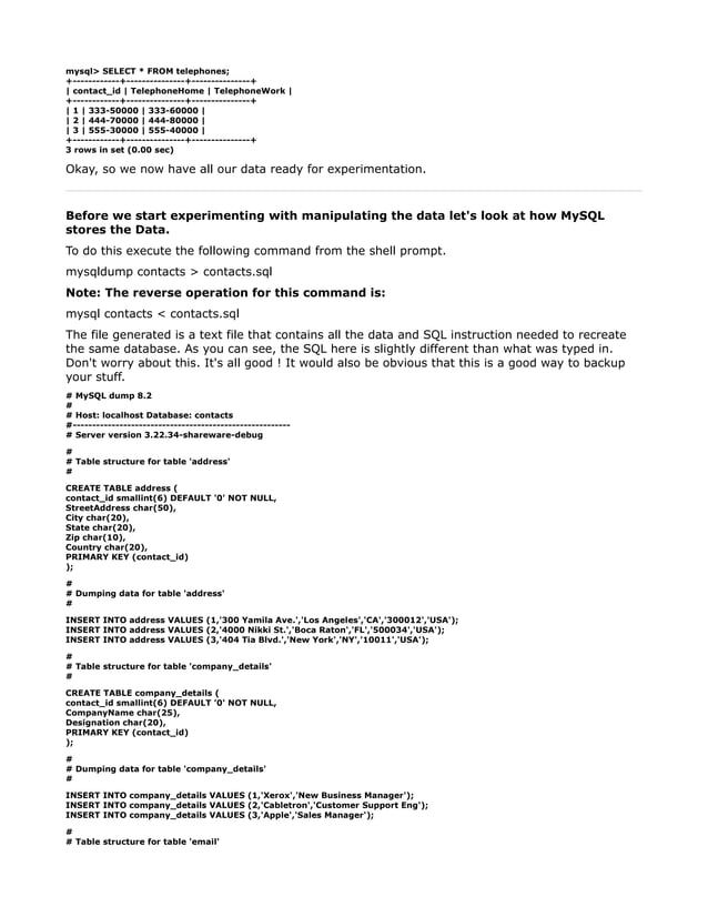 Sql and mysql database concepts | PDF