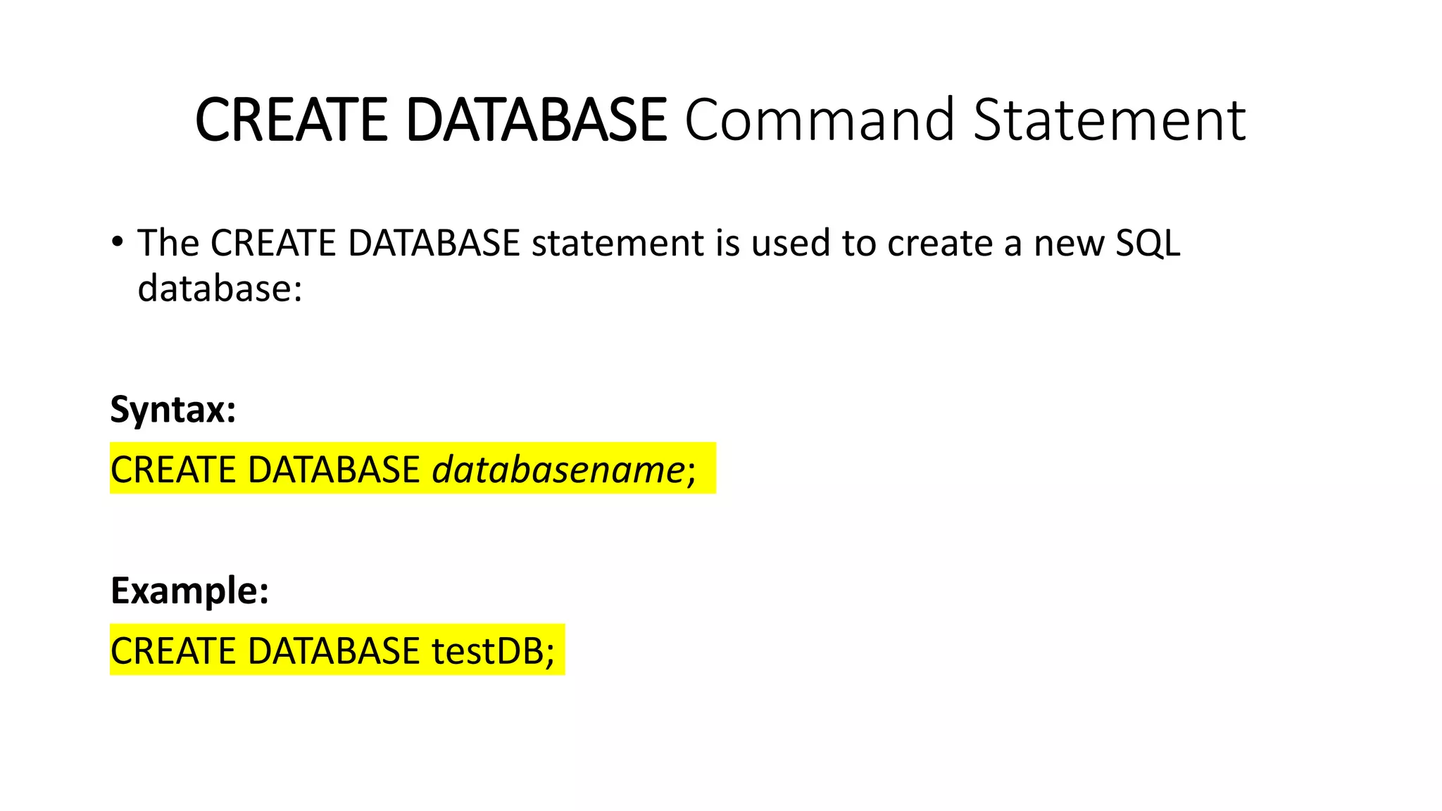 SQL Assessment Command Statements | PPT