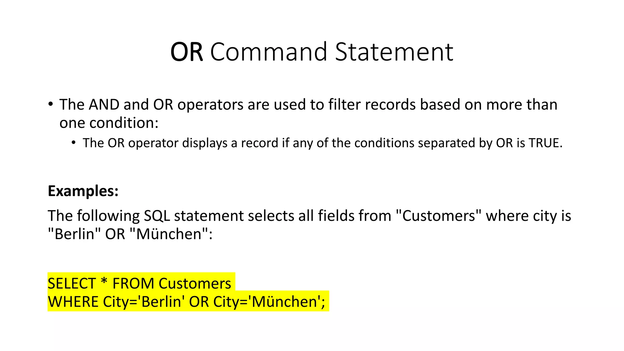 SQL Assessment Command Statements | PPT