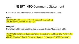 SQL Assessment Command Statements | PPTX