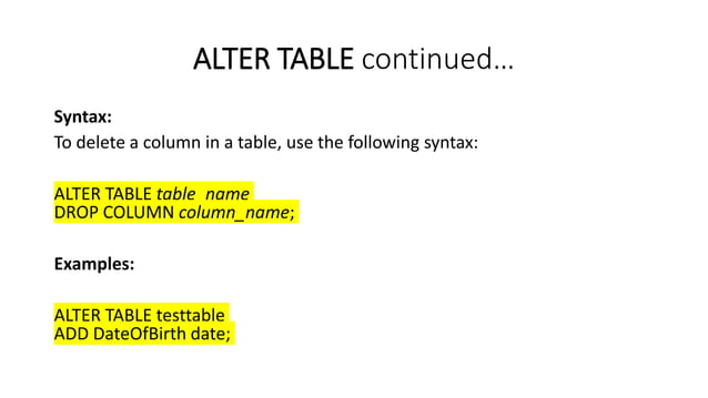 SQL Assessment Command Statements | PPT