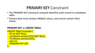 SQL Assessment Command Statements | PPT