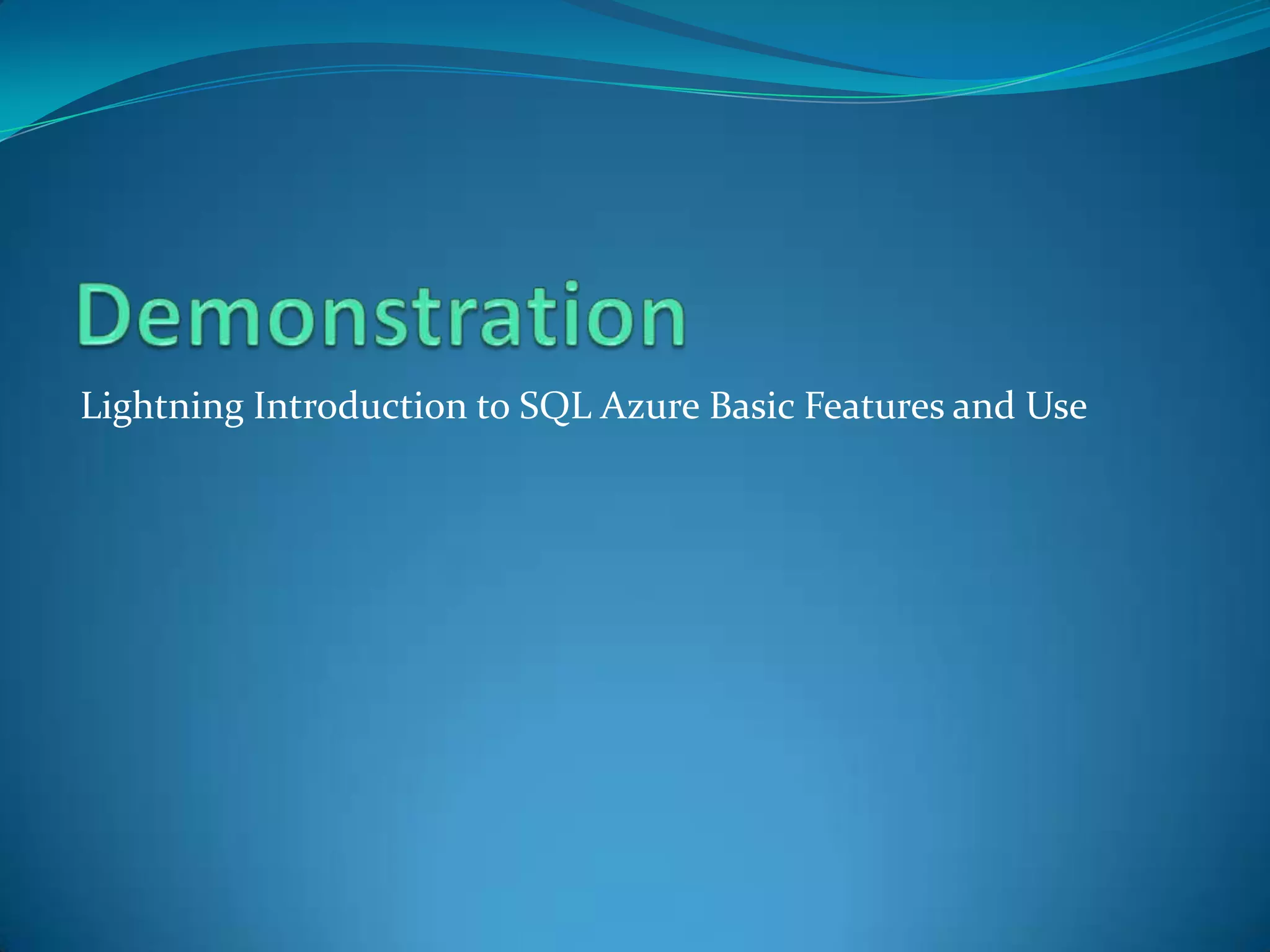 Introduction to SQL Azure | PPTX