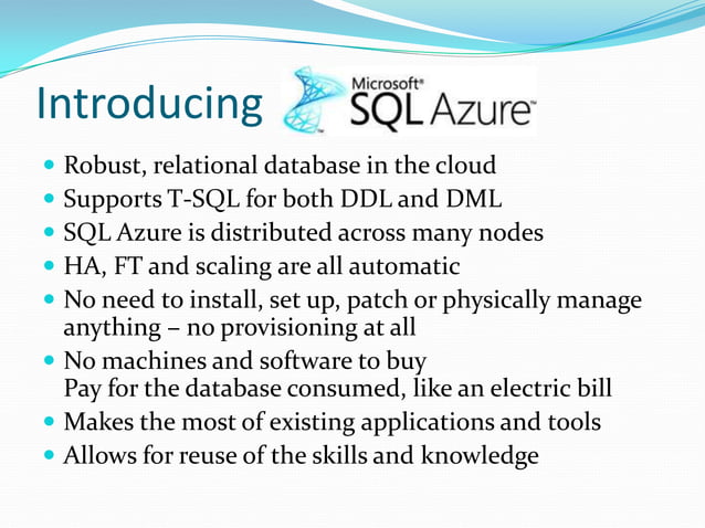 Introduction to SQL Azure | PPTX
