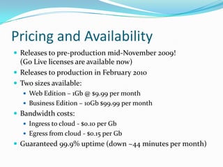 Introduction to SQL Azure | PPTX