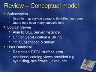 Sql azure database under the hood | PPT