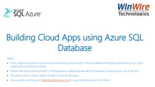 Building Cloud Apps using Azure SQL Database | PPT