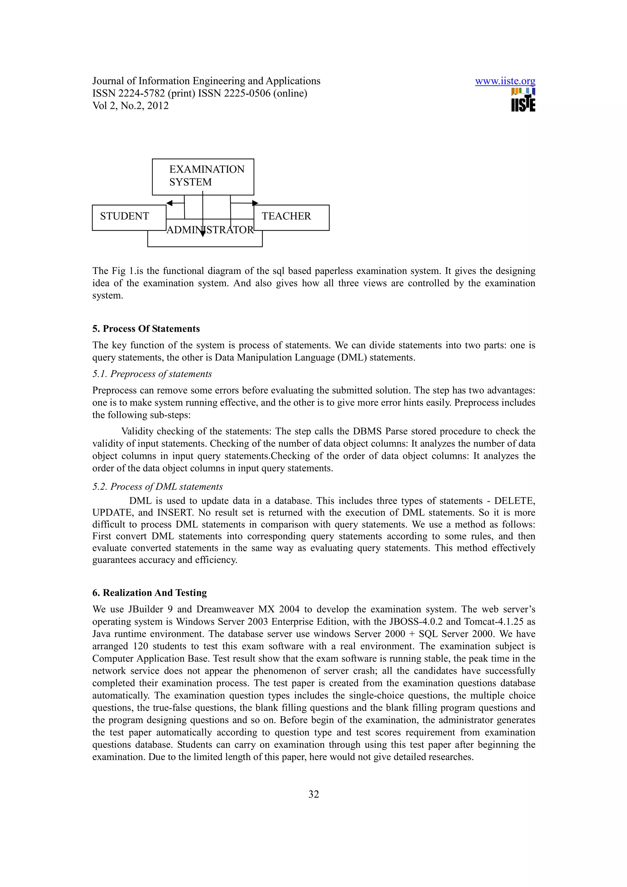 Sql based paperless examination system | PDF