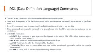 SQL: Introduction and its Basic Commands | PPTX