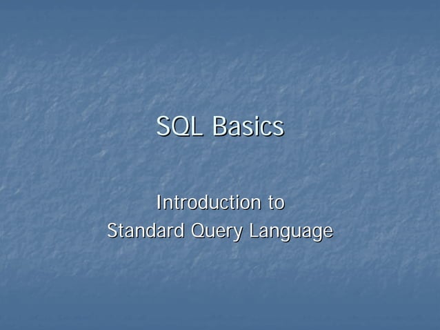 Sql basics | PPT