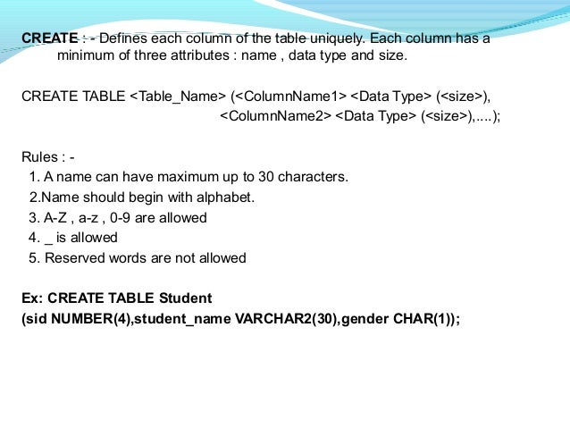 Sql basics and DDL statements