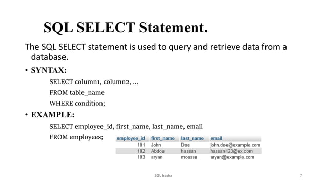 SQL basics.pptx | Free Download
