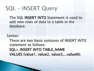 Sql basic things | PPTX