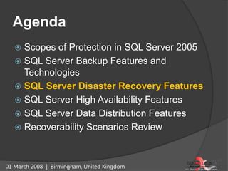 SQLBits 2008 - SQL Server High Availability and Disaster Recovery ...