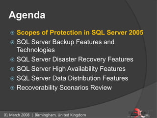 SQLBits 2008 - SQL Server High Availability and Disaster Recovery ...