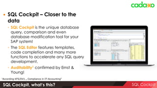 SQL Cockpit 3.1 - Overview | PDF