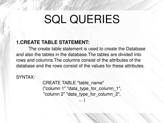 Sql commands | ODP | Databases | Computer Software and Applications