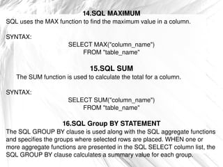 Sql commands | ODP