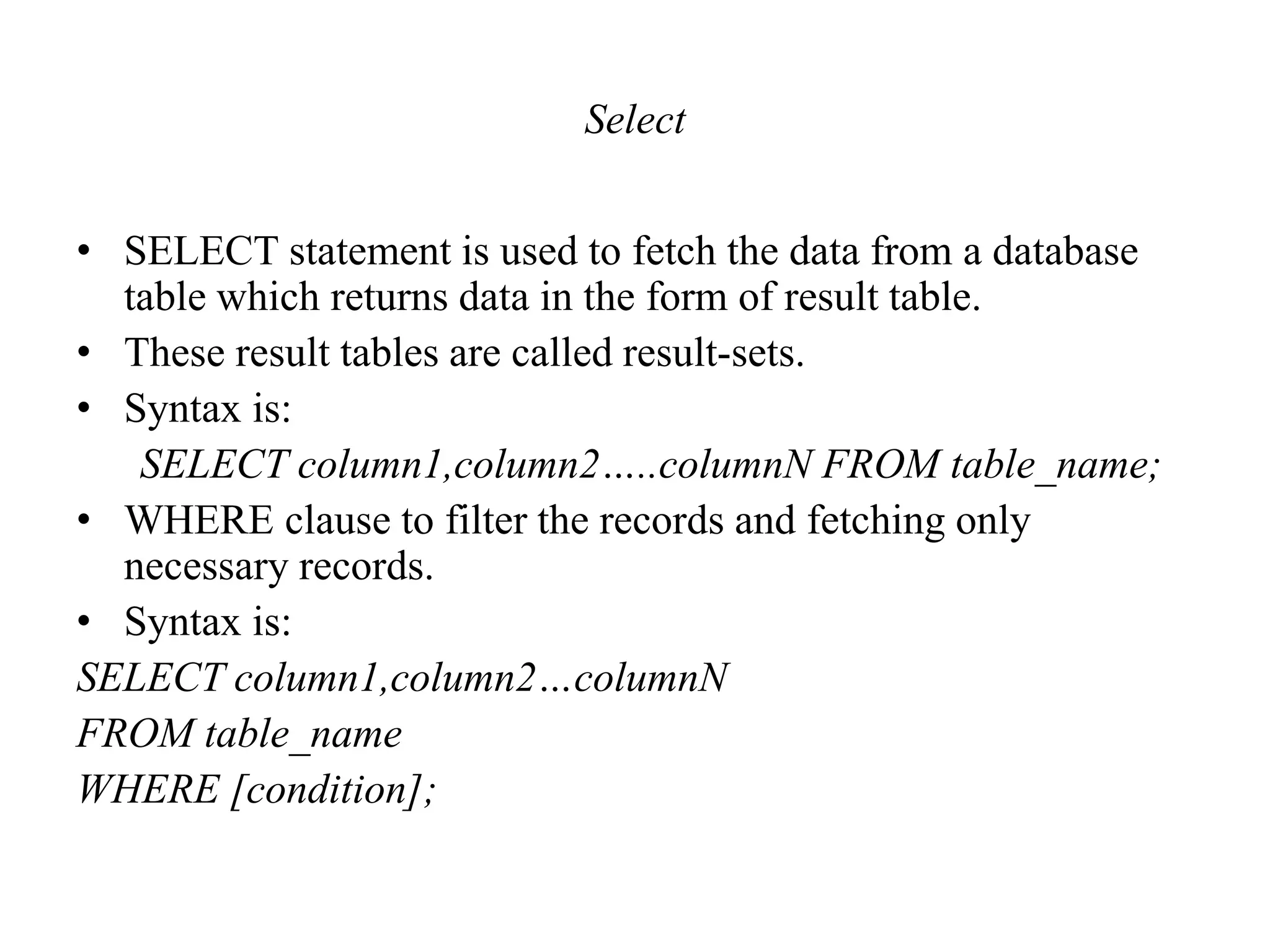 Sql Commands Pptx Databases Computer Software And Applications