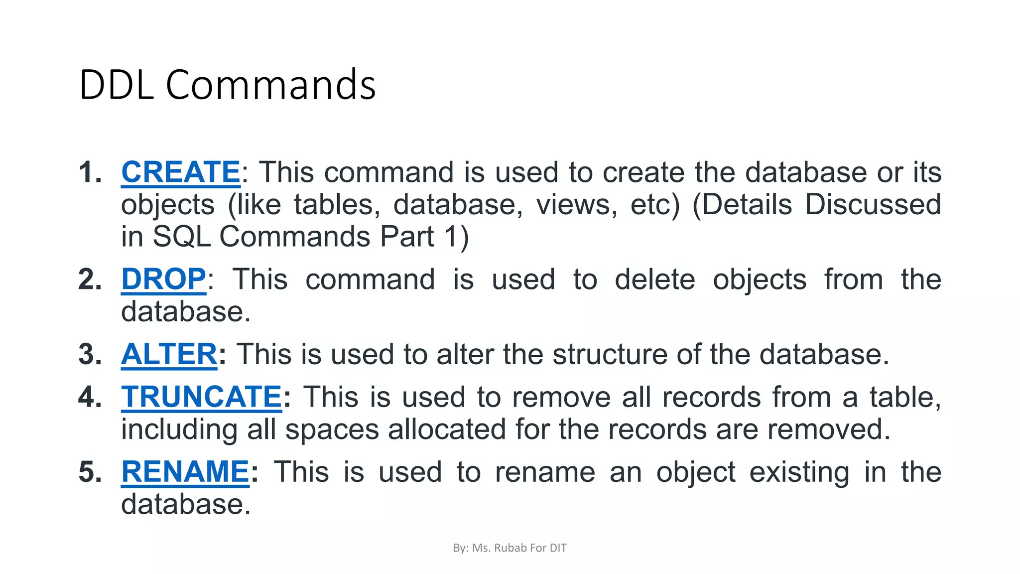 SQL Commands Part 3.pptx | Databases | Computer Software and Applications