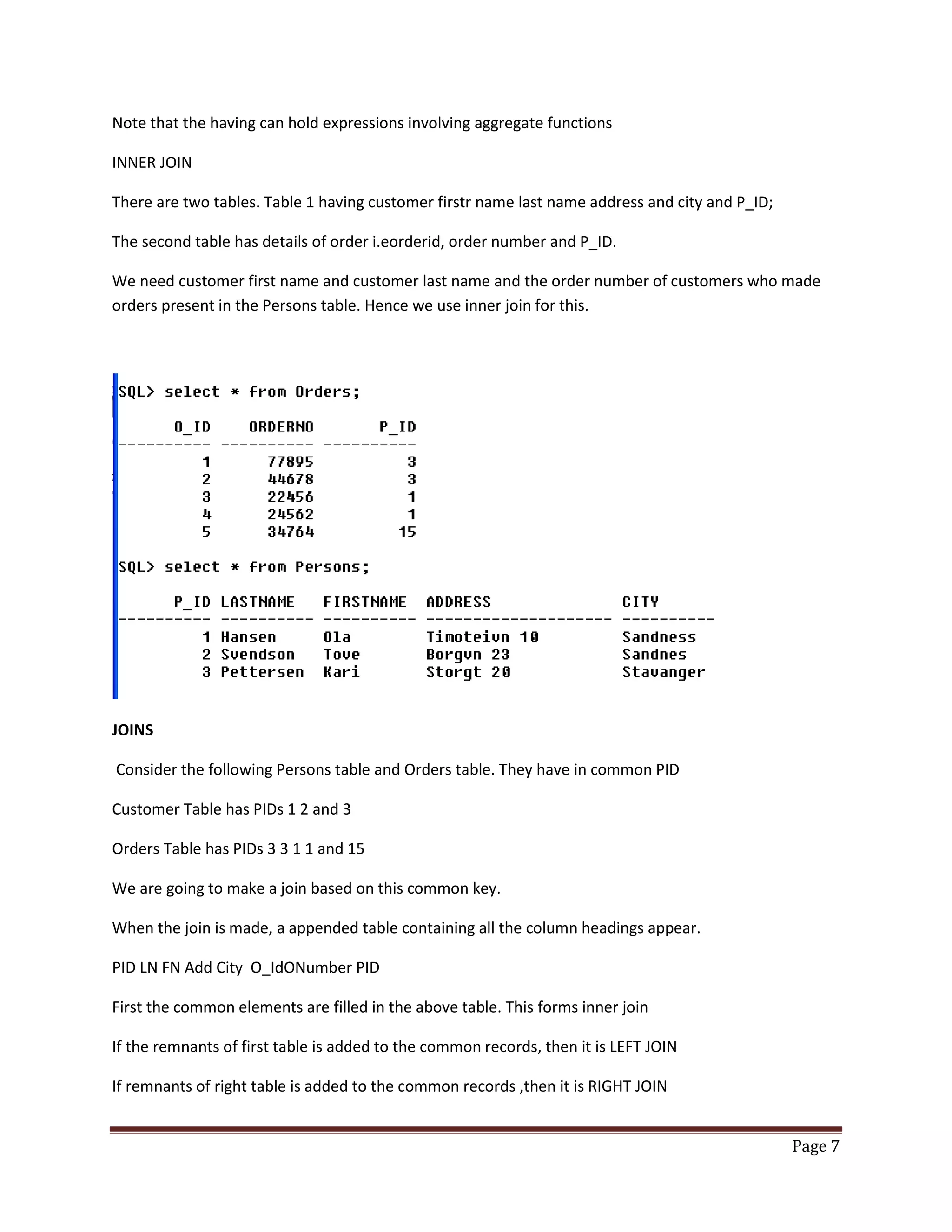 Sql commands worked out in sql plus with screen shots | PDF