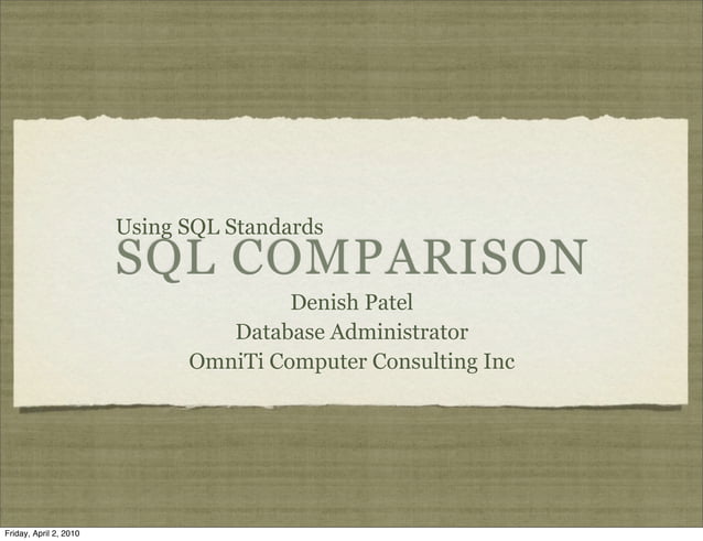 Using SQL Standards? Database SQL comparition | PDF