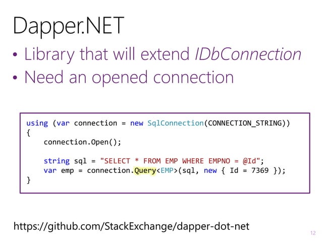 Devfm 20 Sqldatabasecommand Un Simple Object Mapping Toolkit Ppt 0236