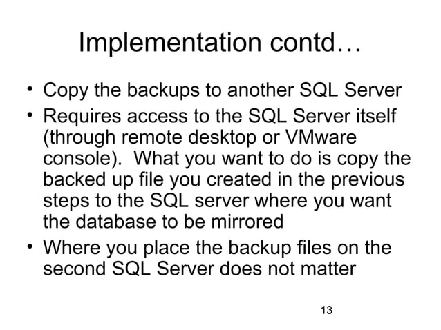 Sql Database Mirroring Setup Ppt