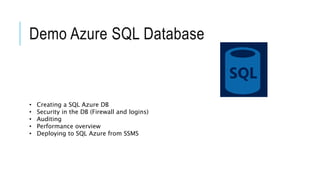 SQL Database on Azure | PPTX | Cloud Computing | Internet
