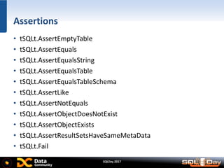 SQLDay 2017 - Database Unit Tests with tSQLt | PDF | Databases ...