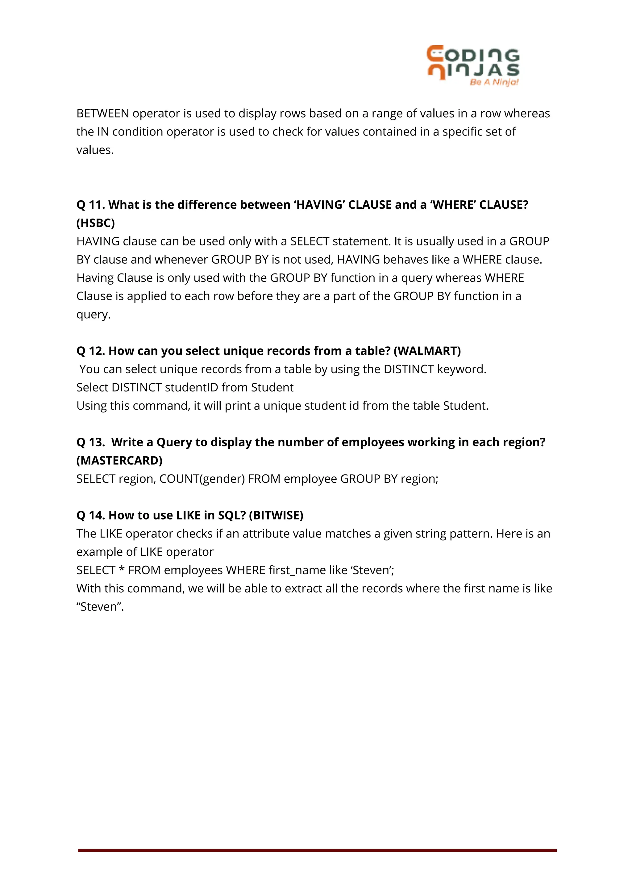 SQL dabatase interveiw pdf for interveiw preparation | PDF