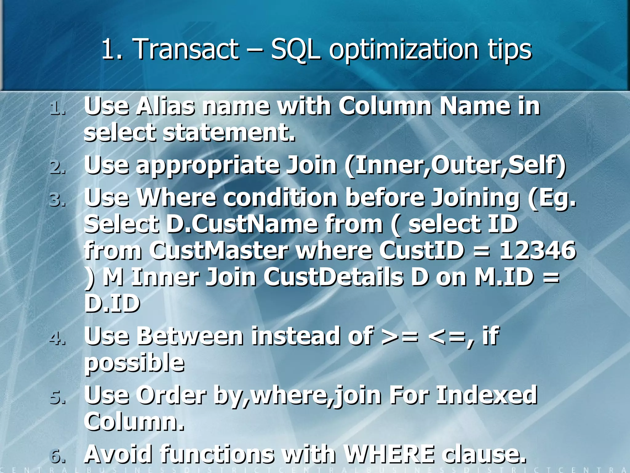 Sql Db Optimization Ppt 9018