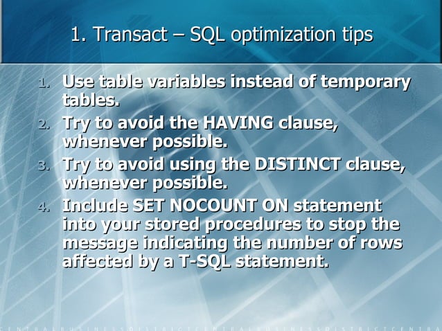 Sql Db Optimization Ppt 