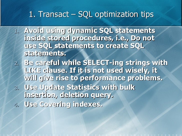 Sql db optimization