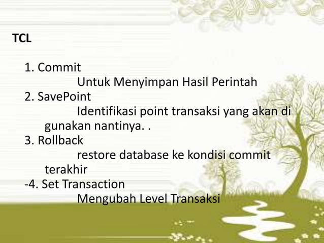 SQL(DDL,DML,DCL,TCL) | PPTX