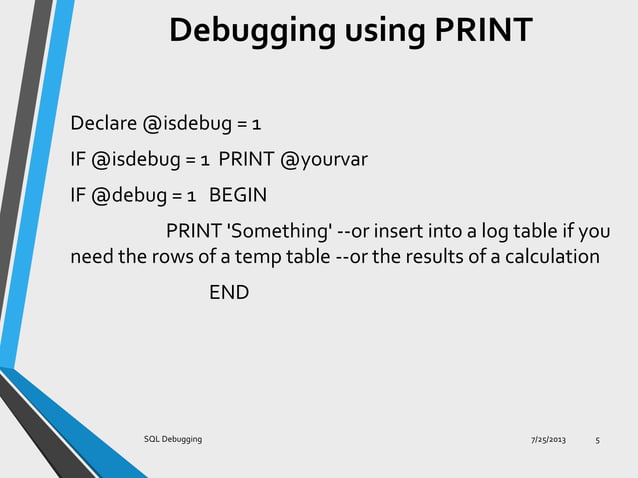 SQL debugging | PPTX