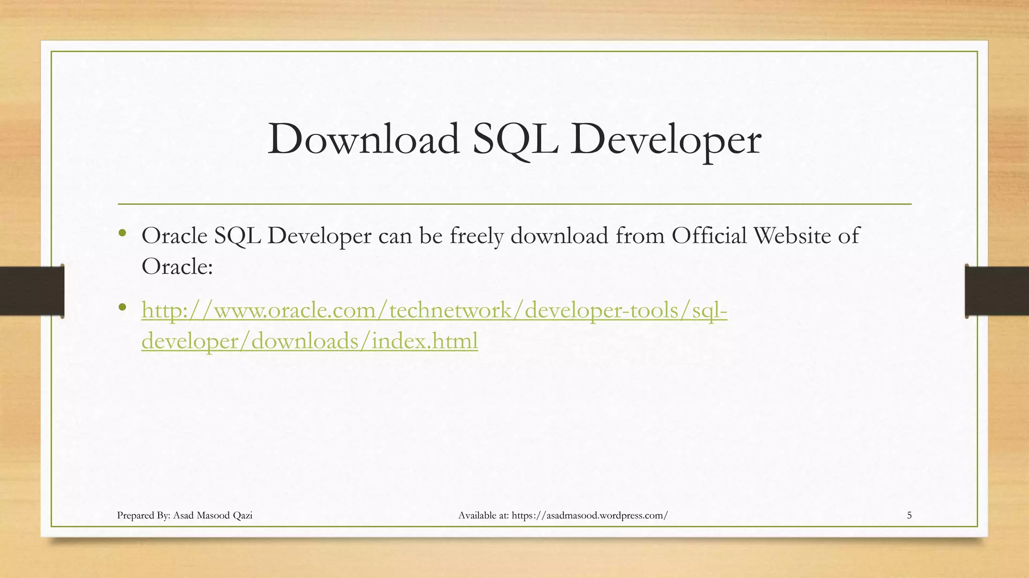 Oracle Sql Developer Tutorial Ppt