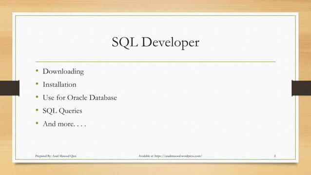 Oracle Sql Developer Tutorial Ppt