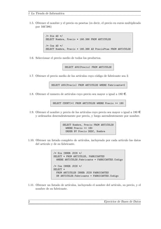 Sql ejercicios resueltos | PDF