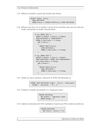 Sql ejercicios resueltos | PDF