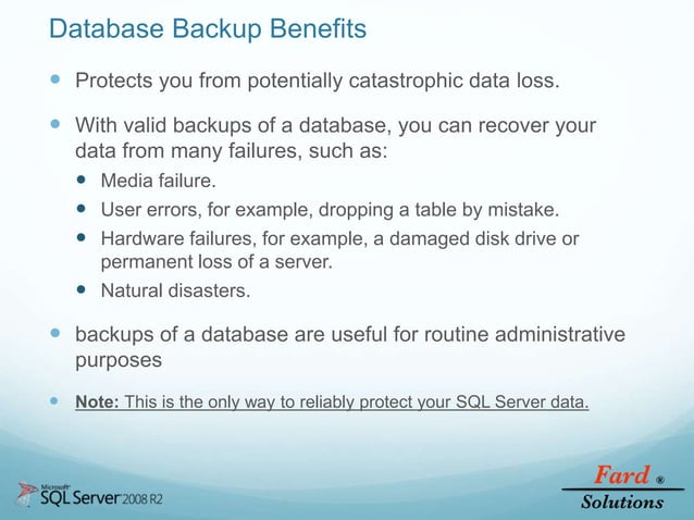 SQL Server Database Backup and Restore Plan | PPTX