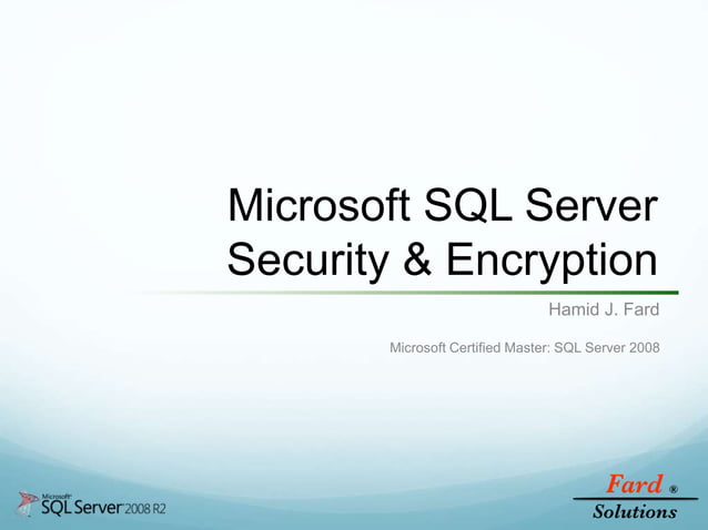 SQL Server Security And Encryption | PPTX