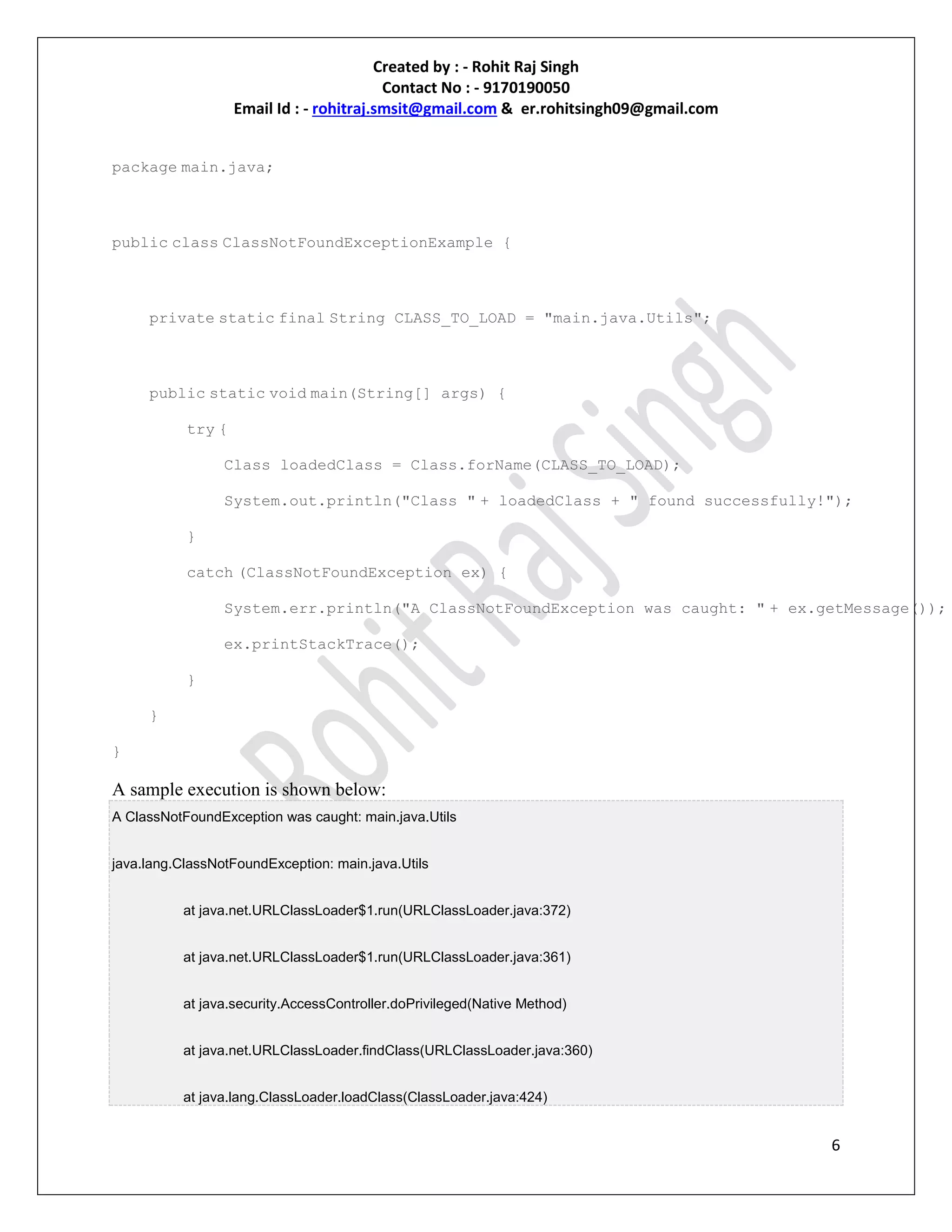 Sql exception and class notfoundexception | PDF