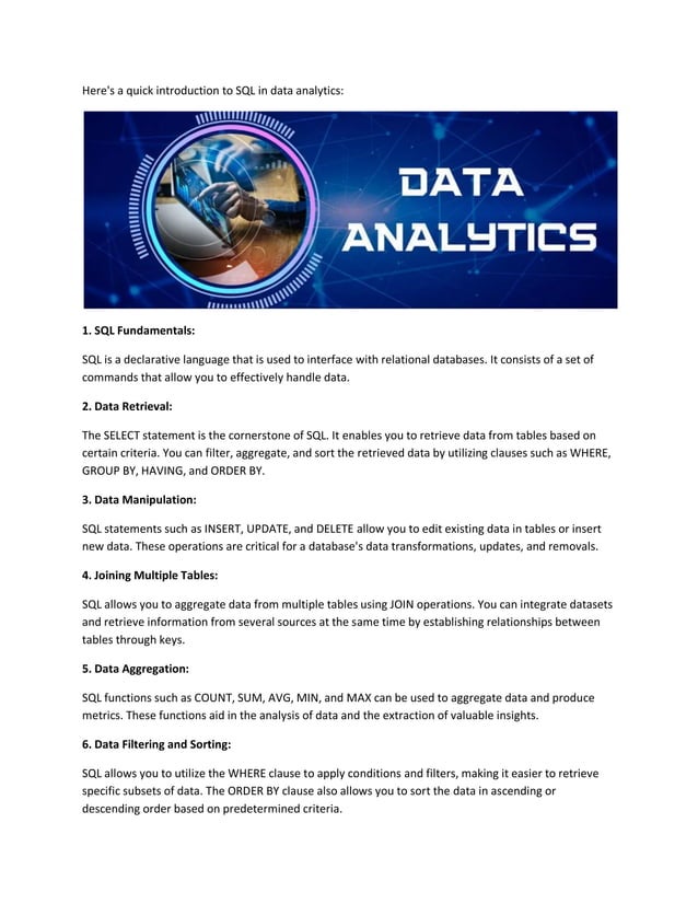 SQL for Data Analytics: Mastering Queries and Reporting with Training | PDF