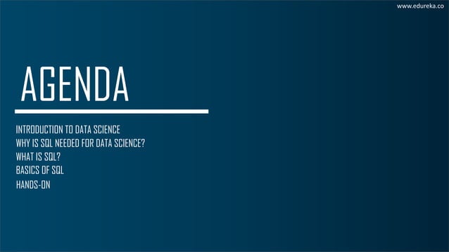 SQL for Data Science Tutorial | Data Science Tutorial | Edureka | PDF ...