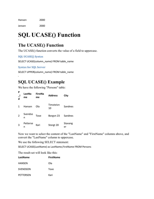 Sql functions | PDF