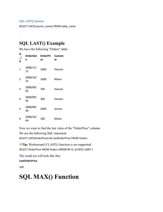 Sql Functions Pdf