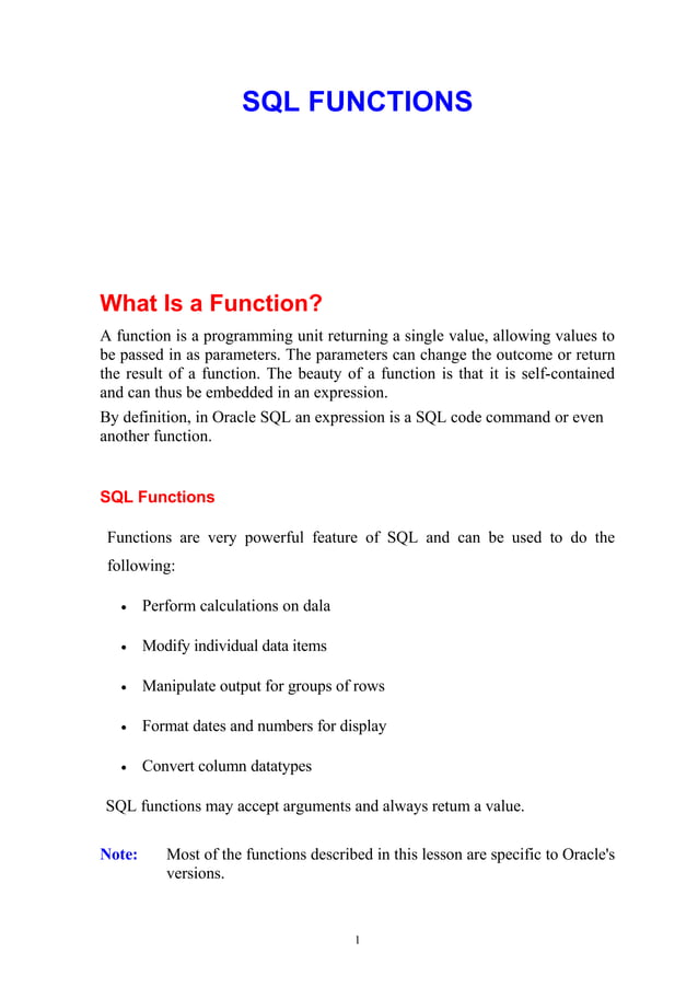 Sql functions | PDF