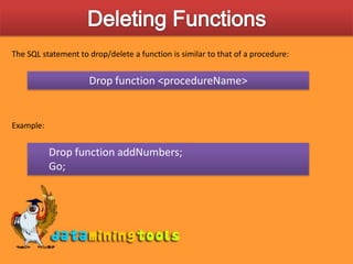 Sql Functions And Procedures | PPTX